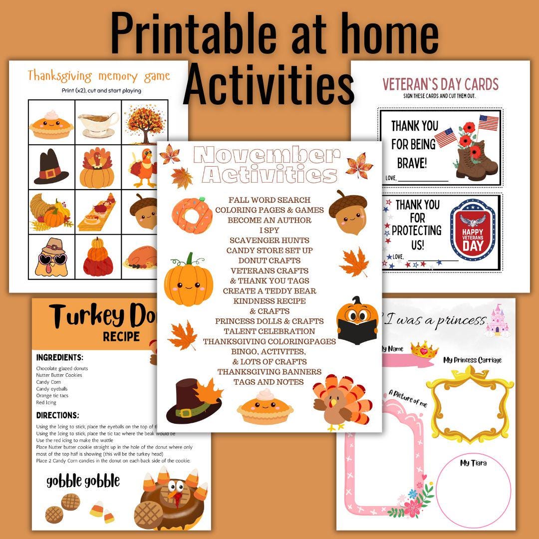 Printable November Kids Activities & Crafts Digital Kids Activities ...