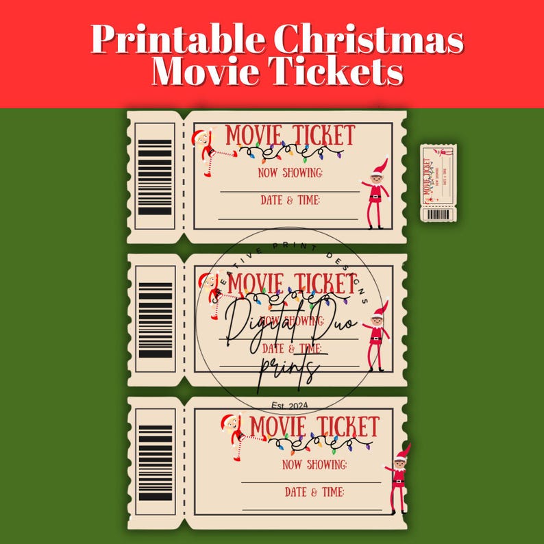 Christmas Movie Night Tickets Printable Movie Night Tickets Christmas ...