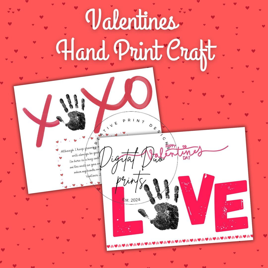 Valentines Handprint Art, 2025 Kids Toddler Handprint Craft, Handprint ...