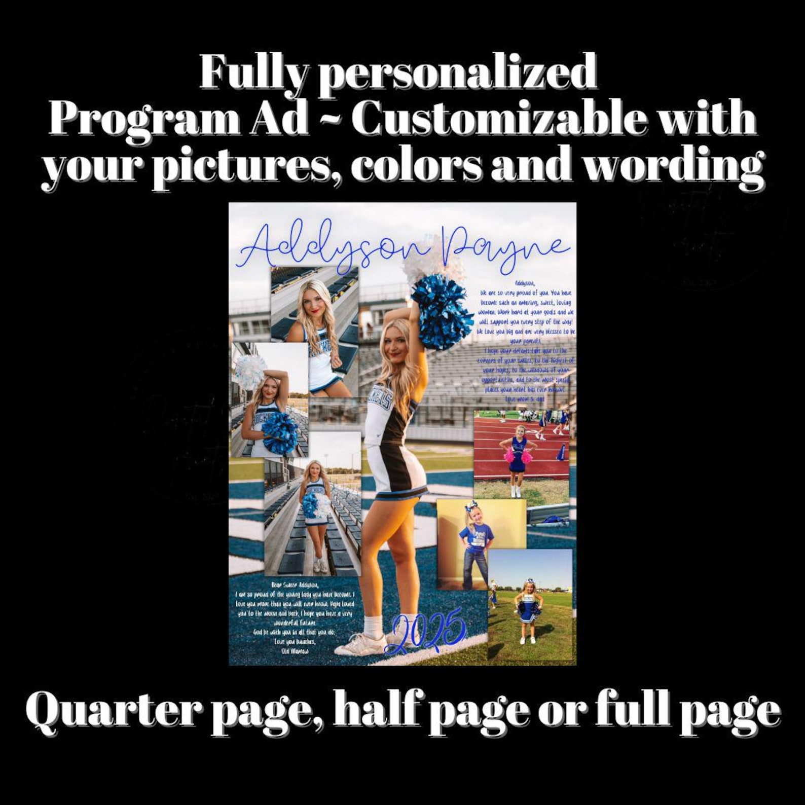 Personalized Template Senior Yearbook Program Ad Full Half Quarter Page ...