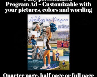 Personalized Template Senior Yearbook Program Ad Full Half Quarter Page ...