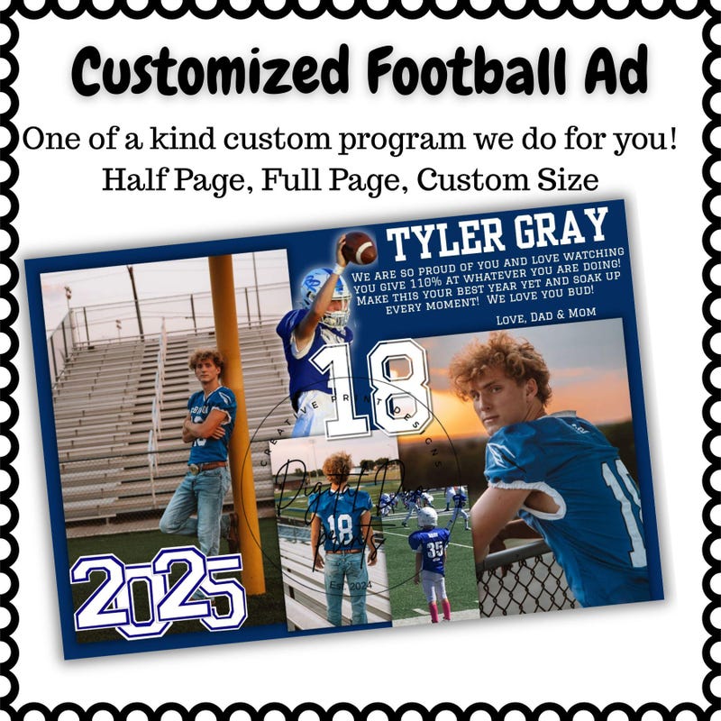 Senior Football Program Ad Templates - Etsy