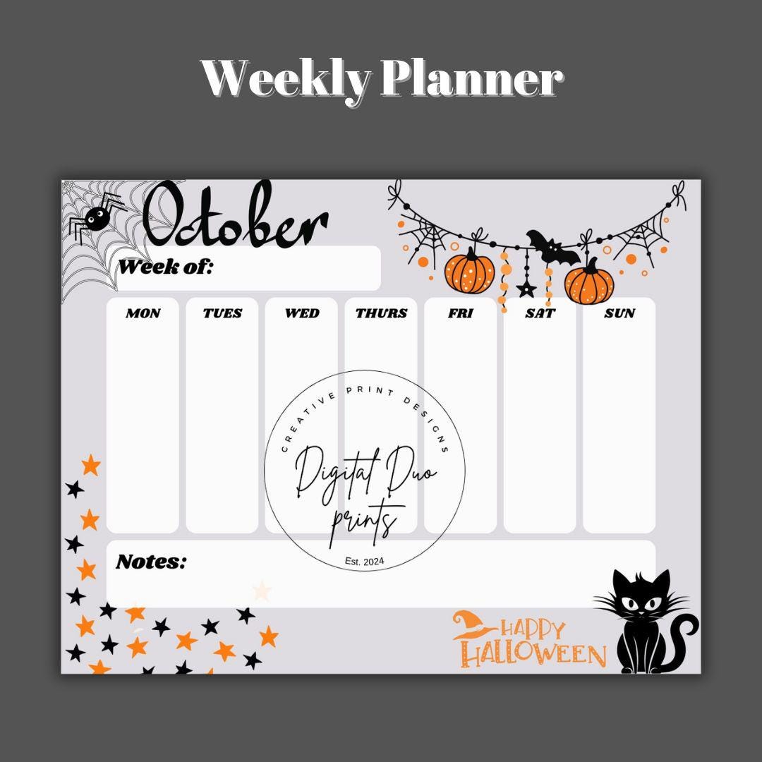 Digital Calendar Planner Bundle Set October Printable Calendar Planner ...