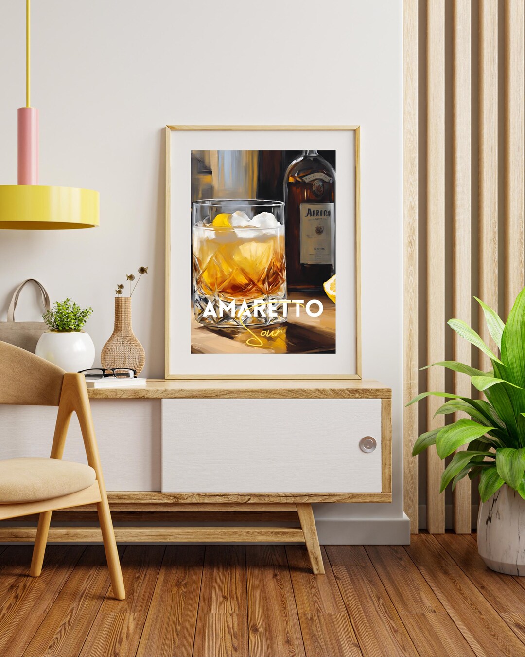 Amaretto Sour Art Print | Vintage-inspired Cocktail Wall Decor | Retro ...