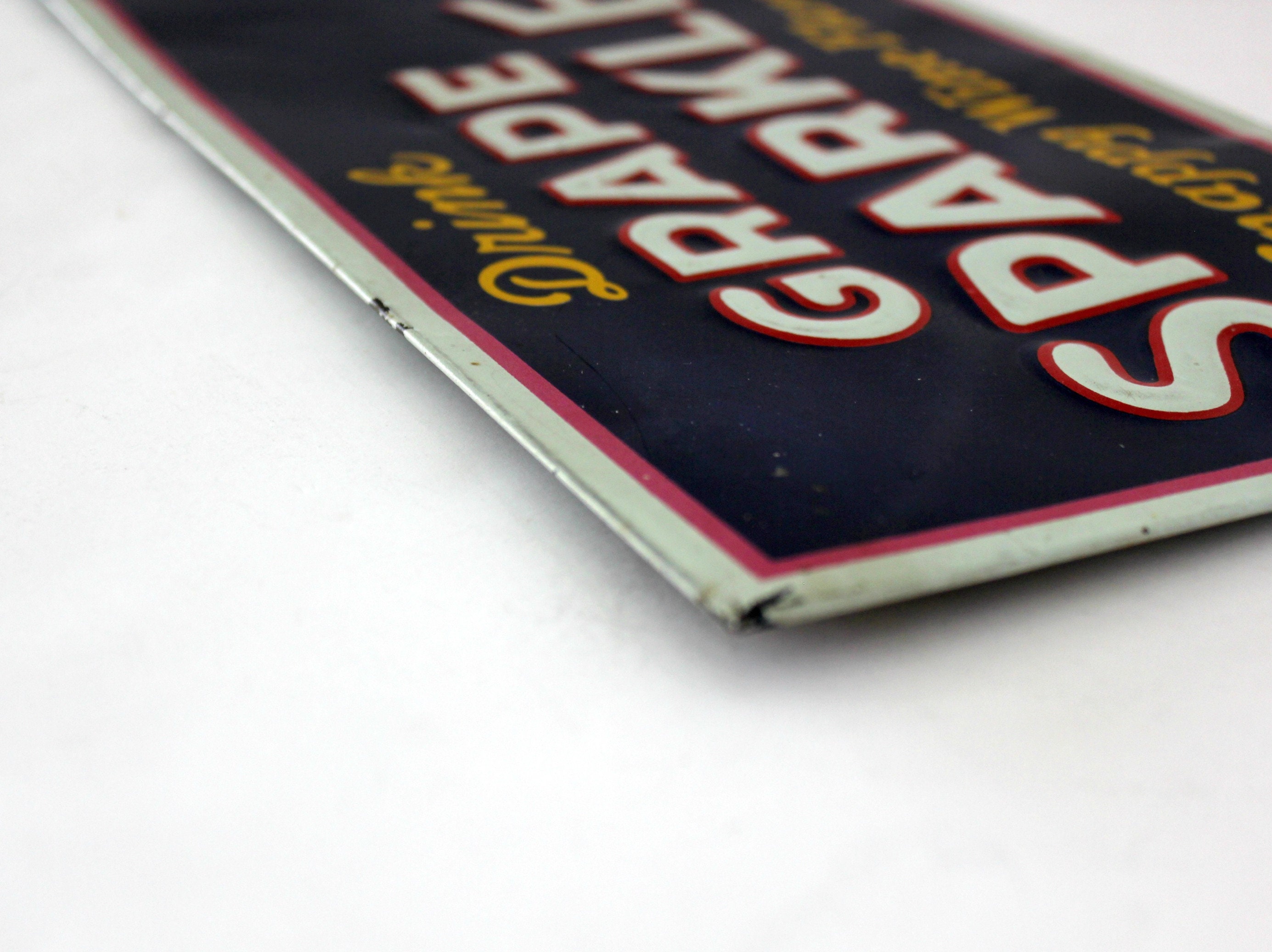 Grape Sparkle Drink Tin Sign | 1930s Vintage Embossed Advertising ...