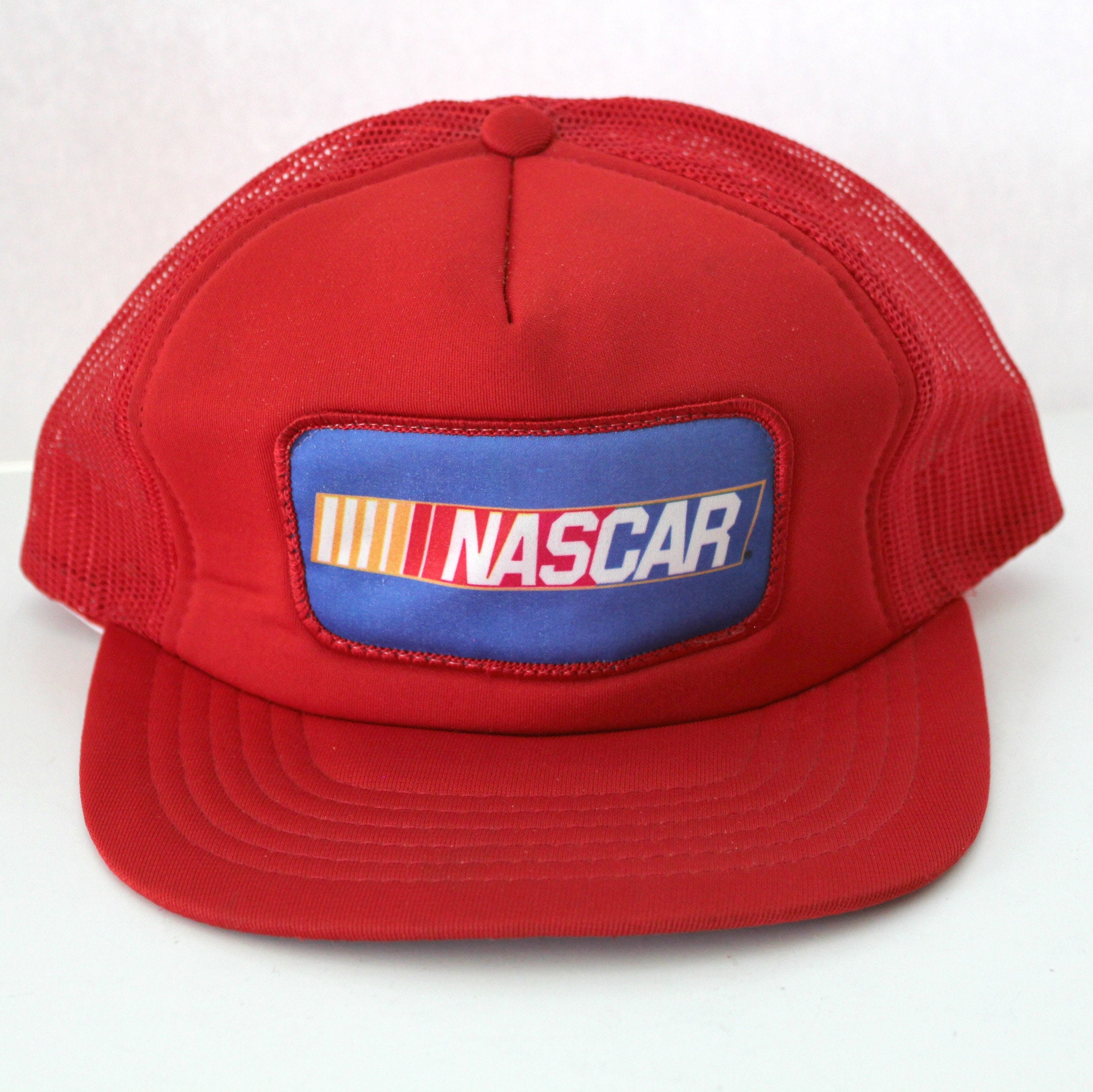 Vintage Nascar Logo Patch Red Mesh Trucker Cap, Adjustable Snap Back ...