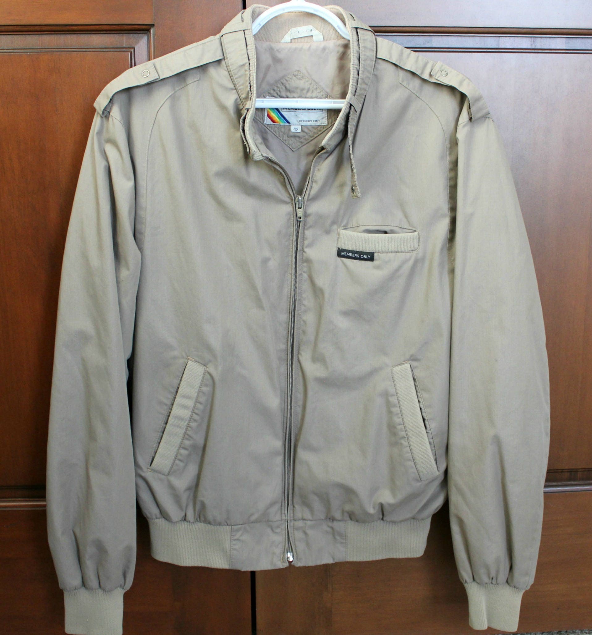 Vintage Members Only Jacket, 80s Mens Sz 42 Coat, 1980s Beige Putty ...