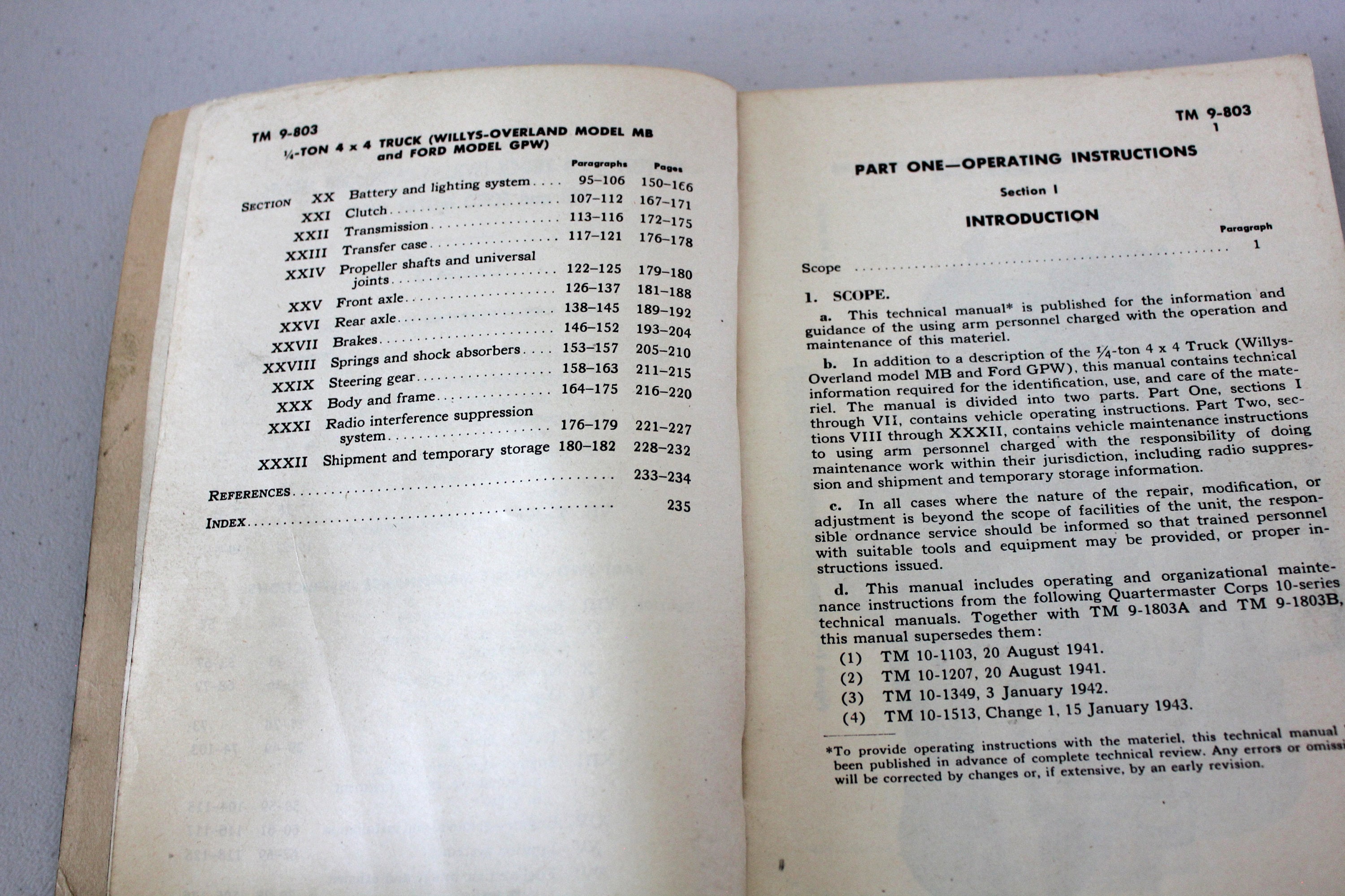 TM9-803 Willys 1944 War Technical Manual, Model MB Ford Model GPW