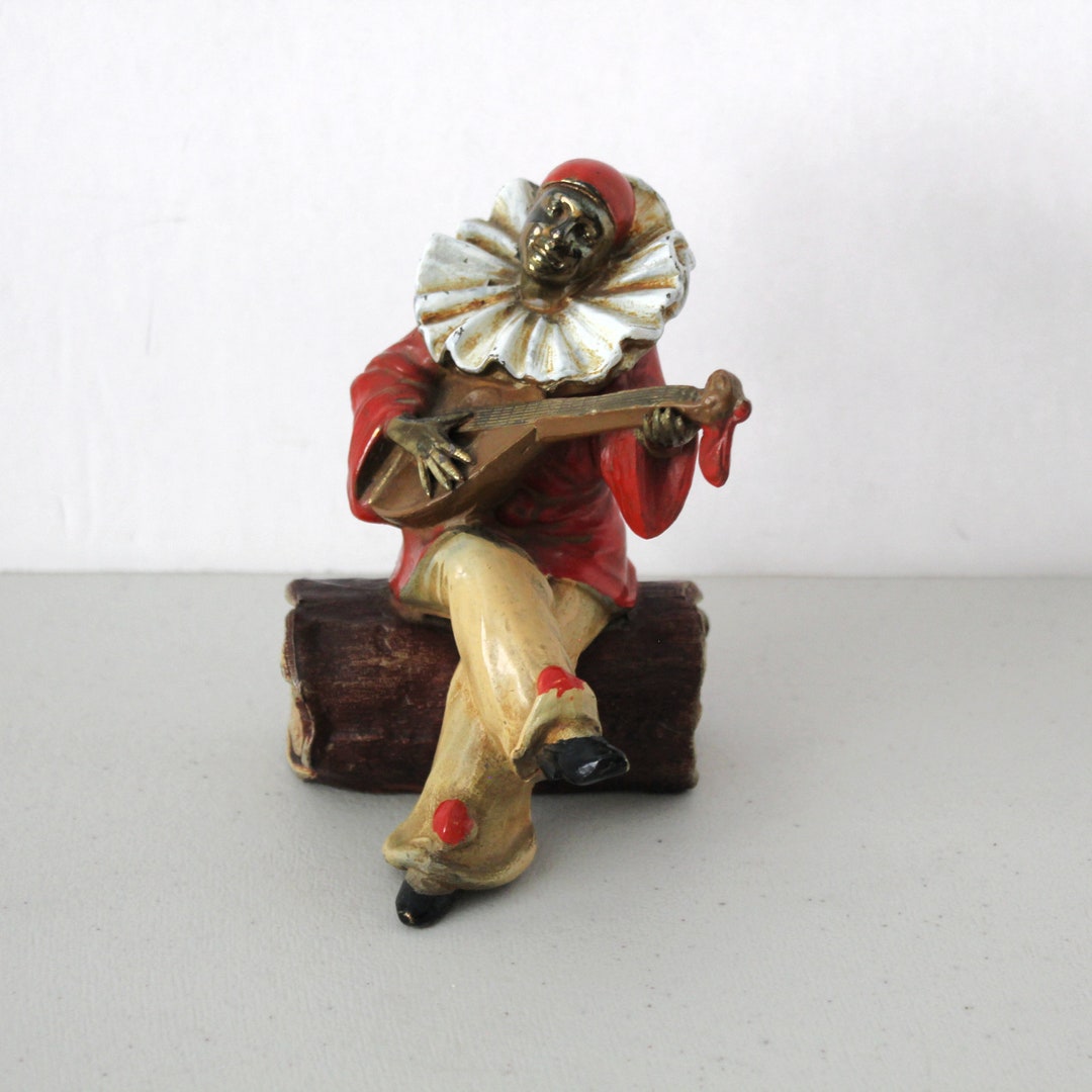 Minstrel Spelter Figure With Mandolin, Vintage Jester 1920s - Etsy