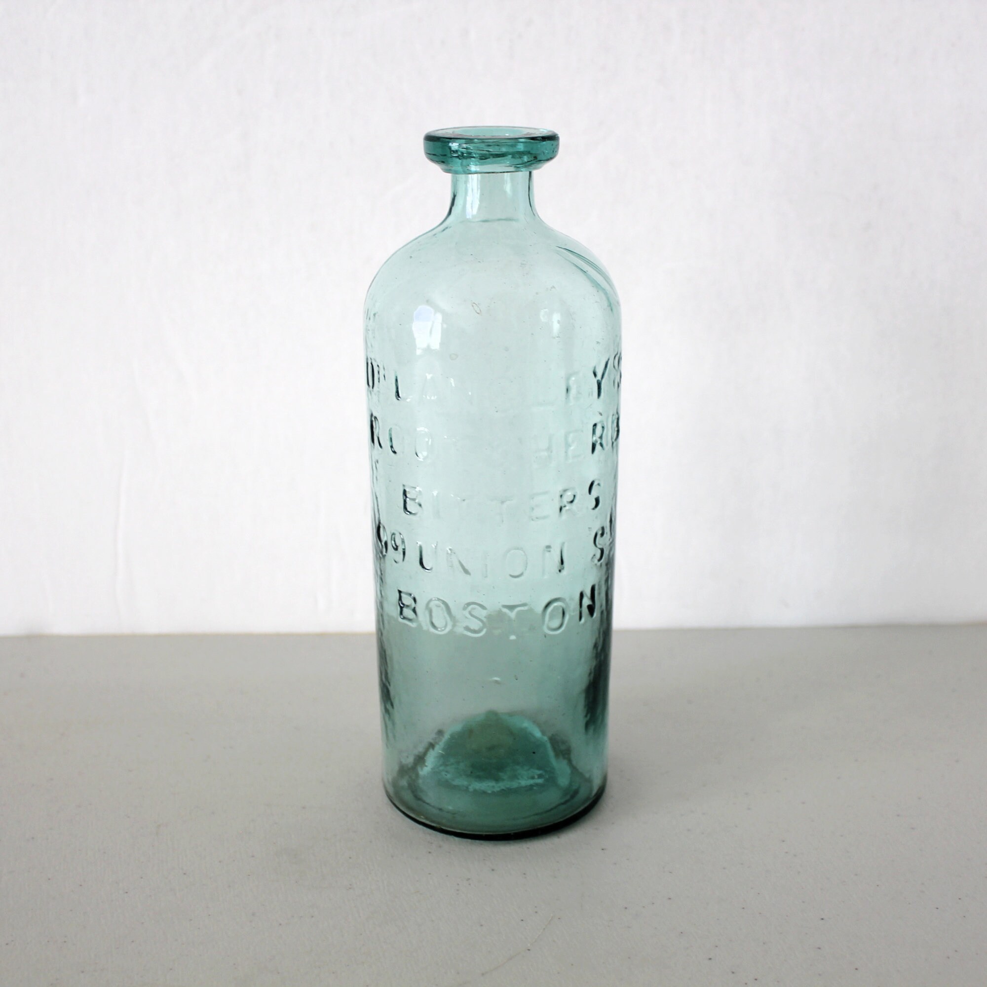 Dr Langley's Root & Herb Bitters Glass Bottle, Union St. Boston