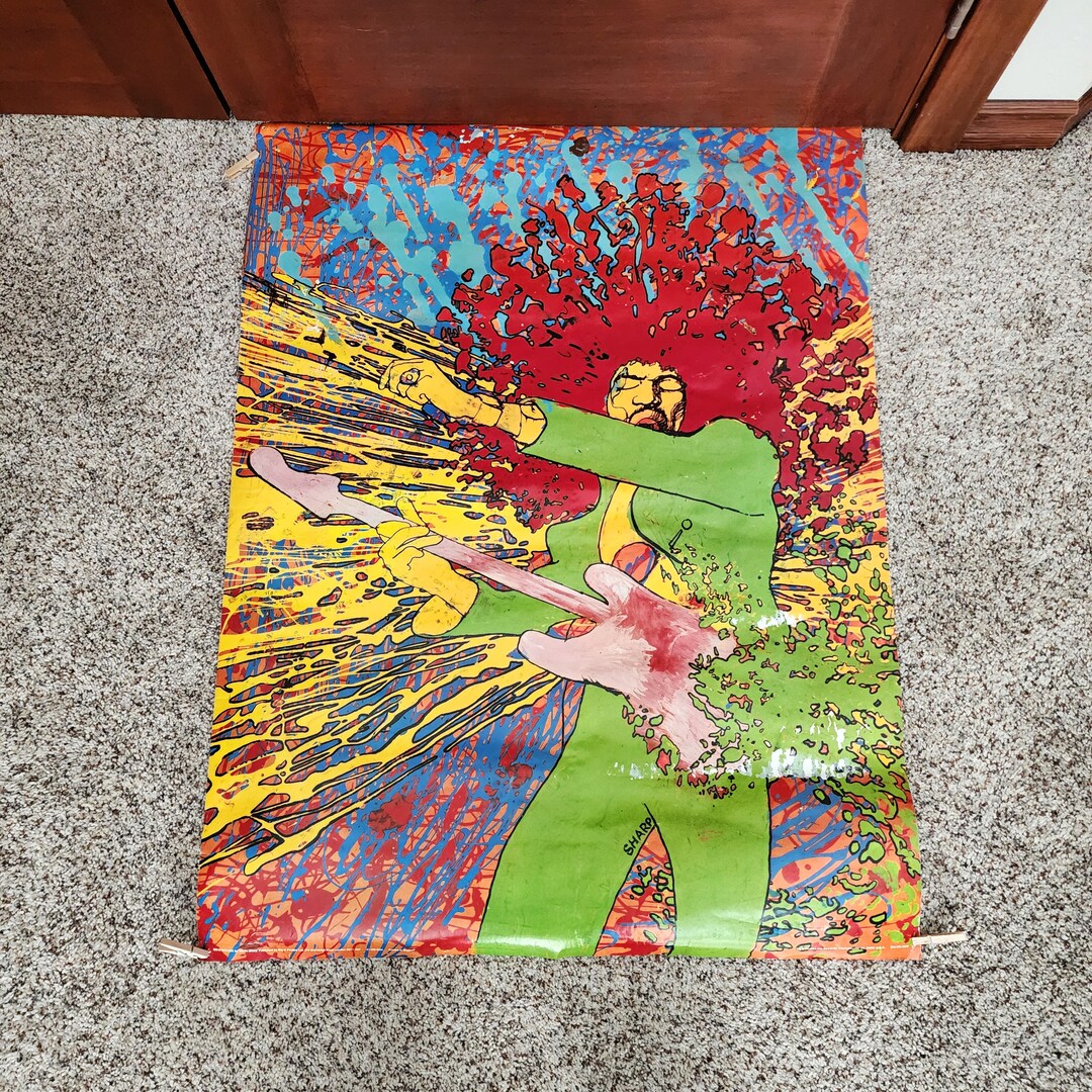 Jimi Hendrix Martin Sharp Poster, Vintage, UK England, Big O - Etsy UK