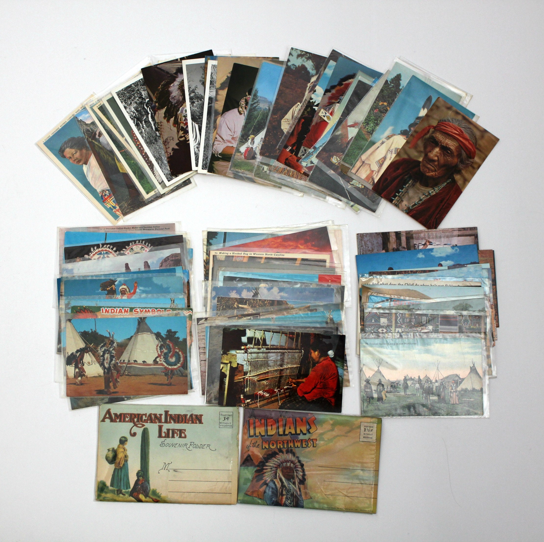 Lot 90 Vintage Native American Postcards 1940s - 1970s Cherokee, Sioux ...