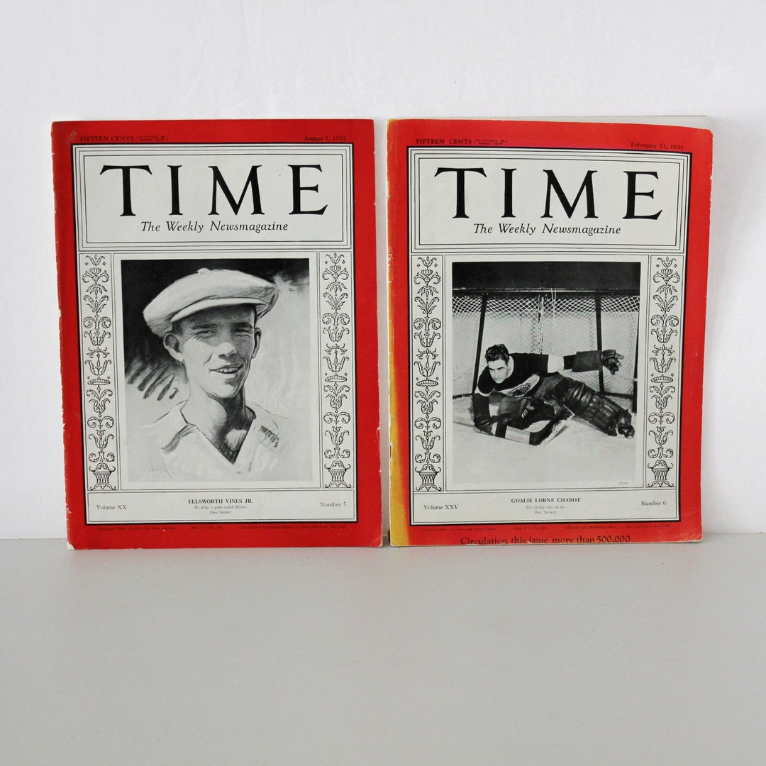 1930s Time Magazine Lot: Vines Jr. Tennis & Chabot Hockey Covers - Etsy
