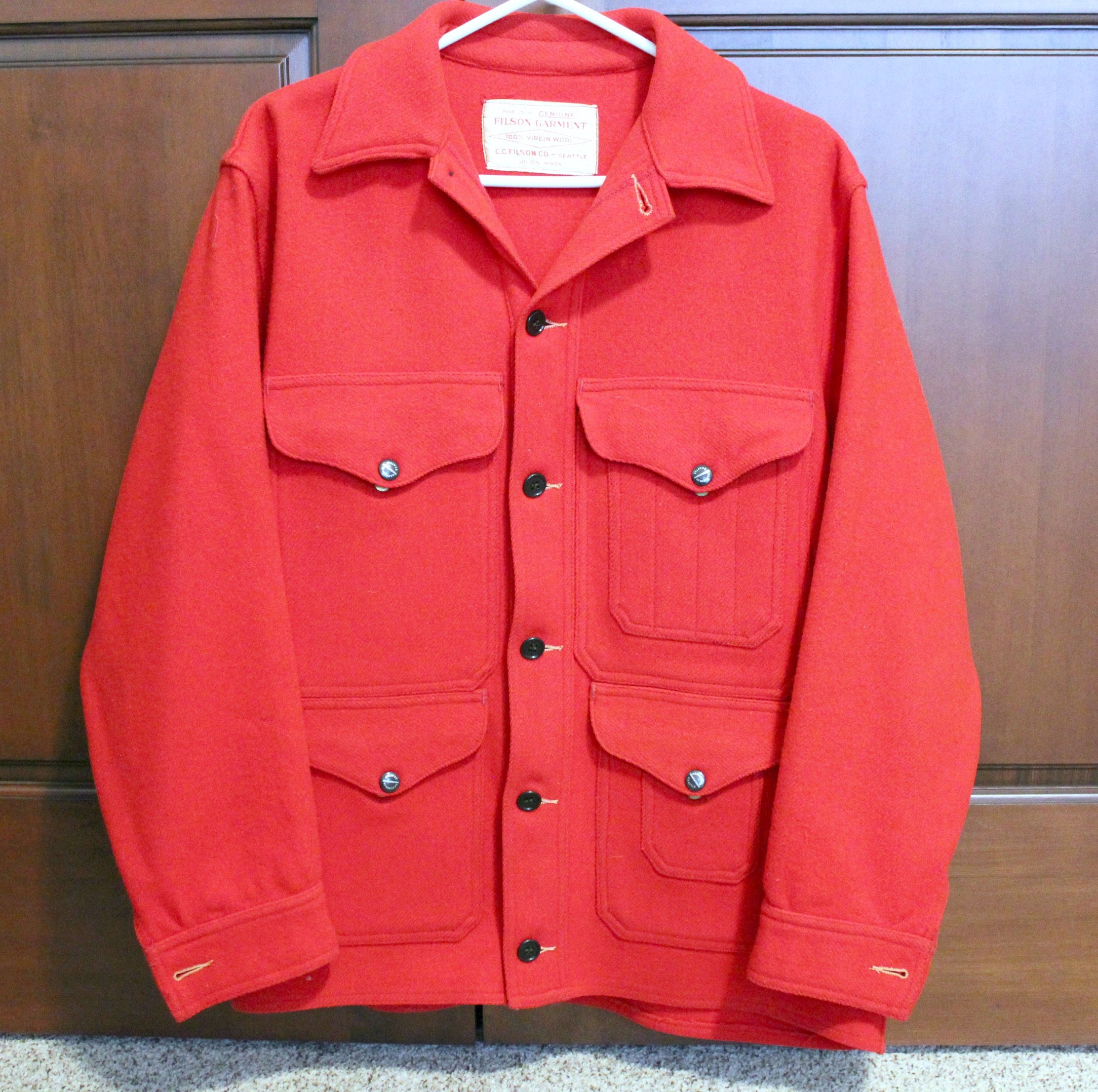 Vintage Filson Mens Red Wool Cruiser Car Coat | Mens Wool Jacket ...
