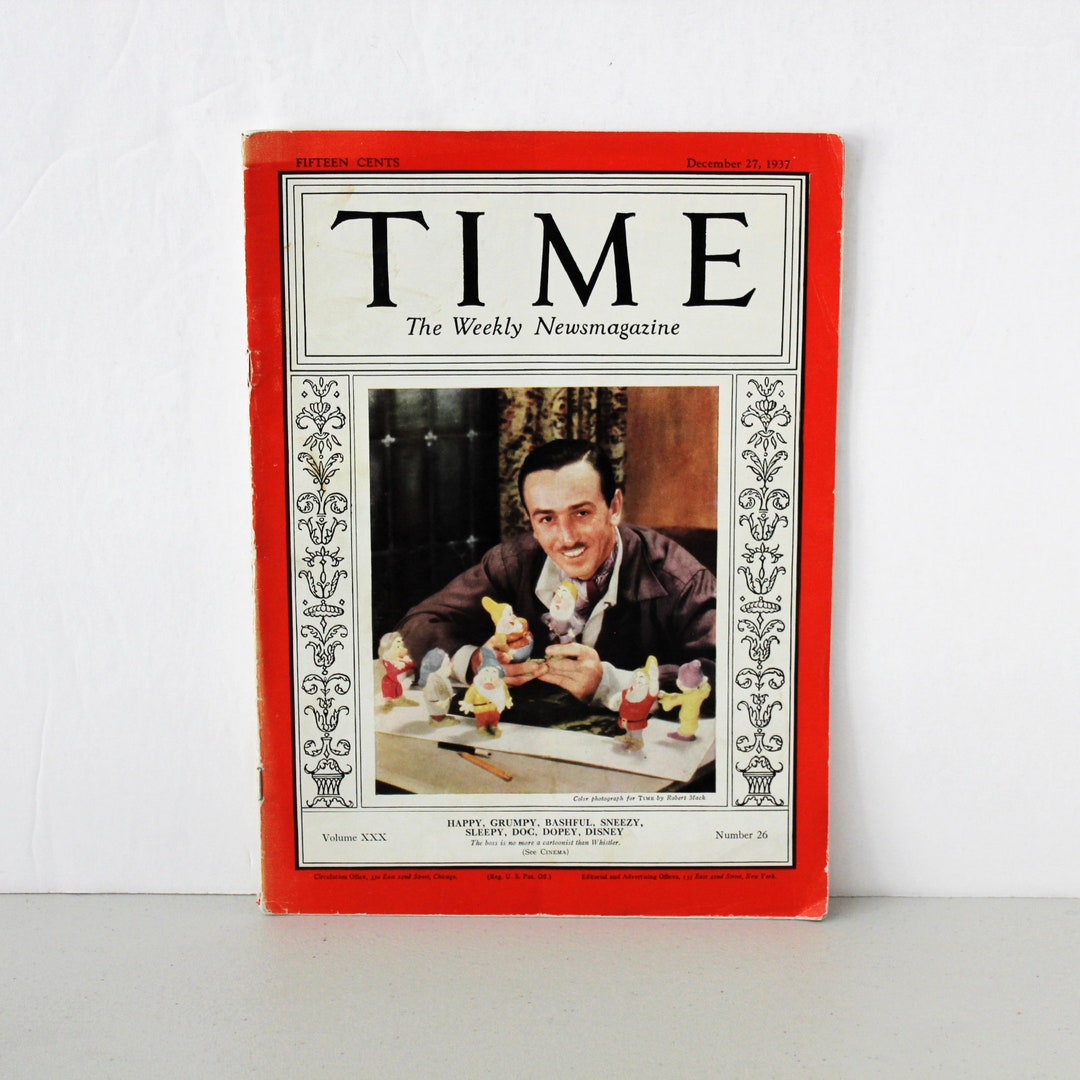 Time Magazine Walt Disney Cover December 1937 - Etsy