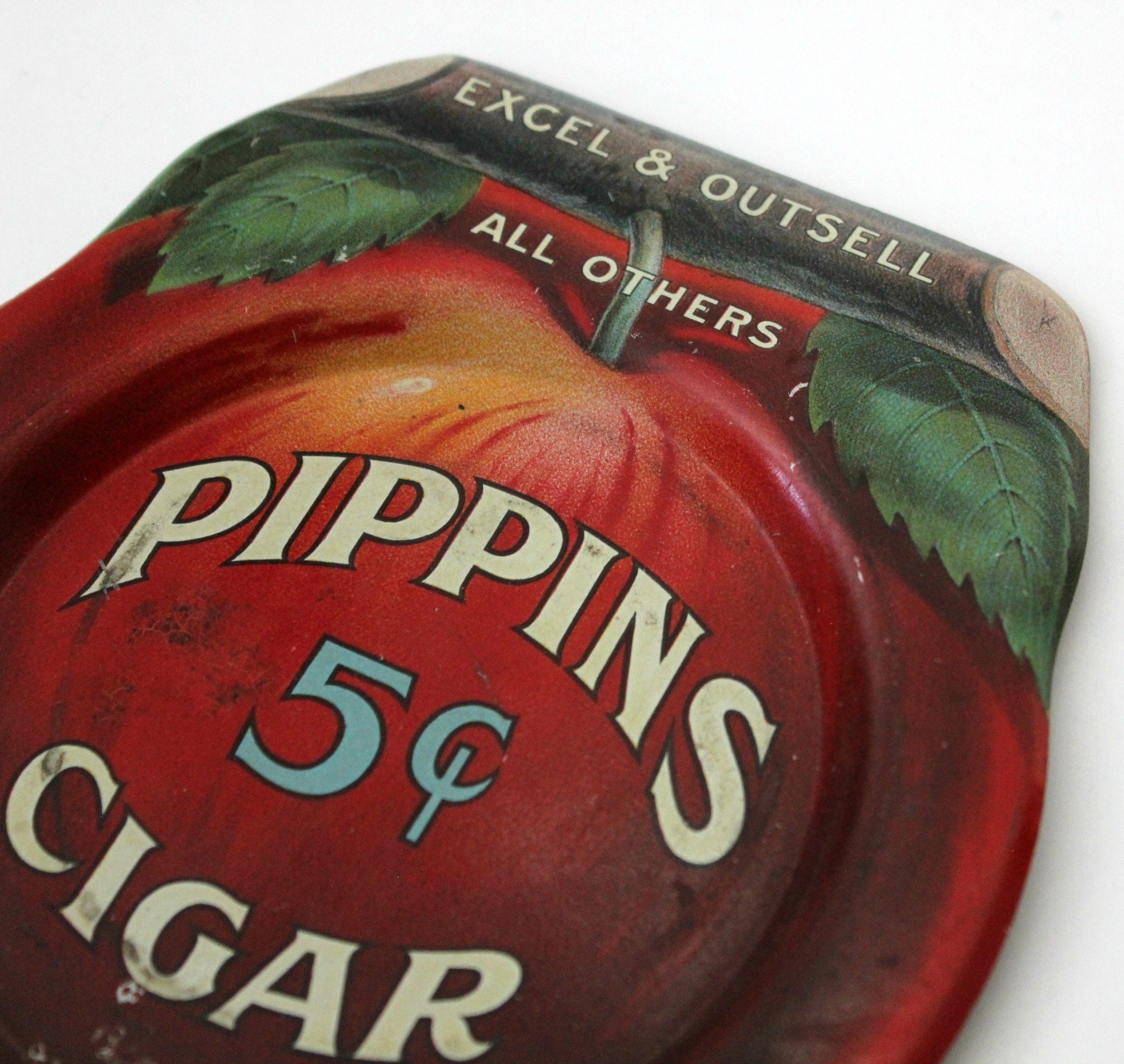 1920s Pippins Cigar Tip Tray, Red Apple Shape, Vintage H. Traiser Co ...