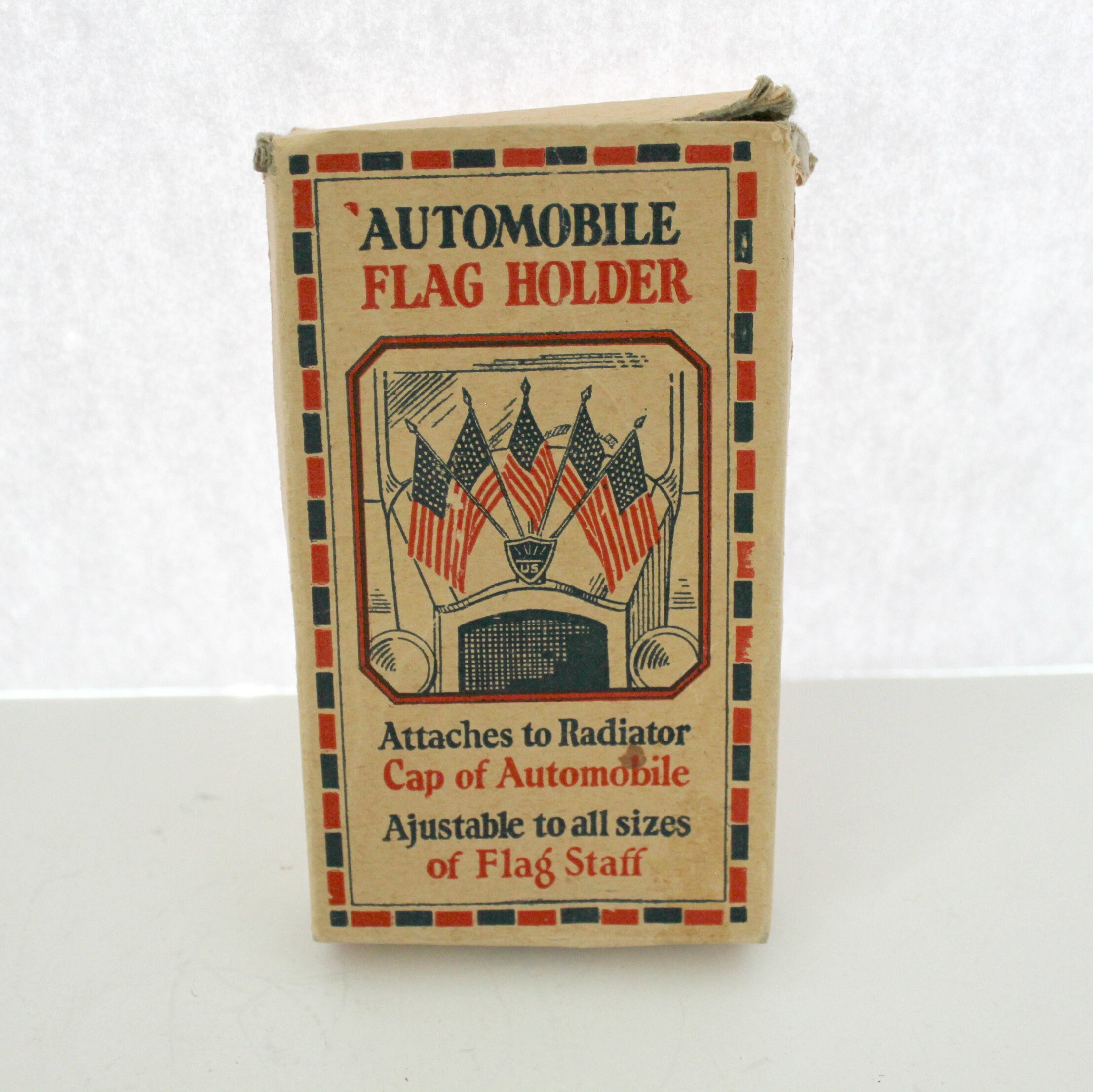 Vintage Automobile Radiator Cap Flag Holder and Box with 5 48 Star US ...