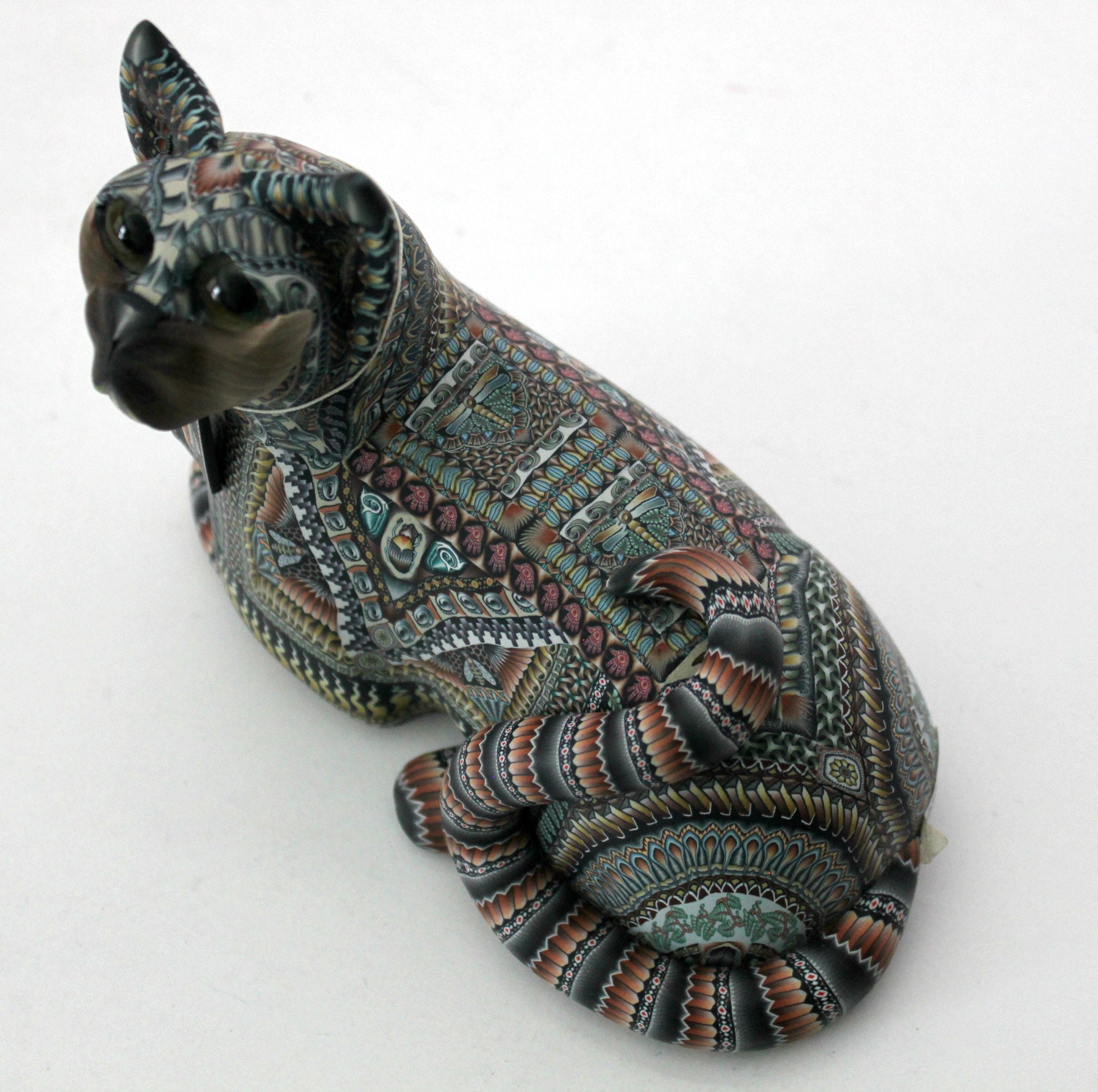 Jon Anderson Large Fimo Cat Polymer Clay Art 5.75 Long