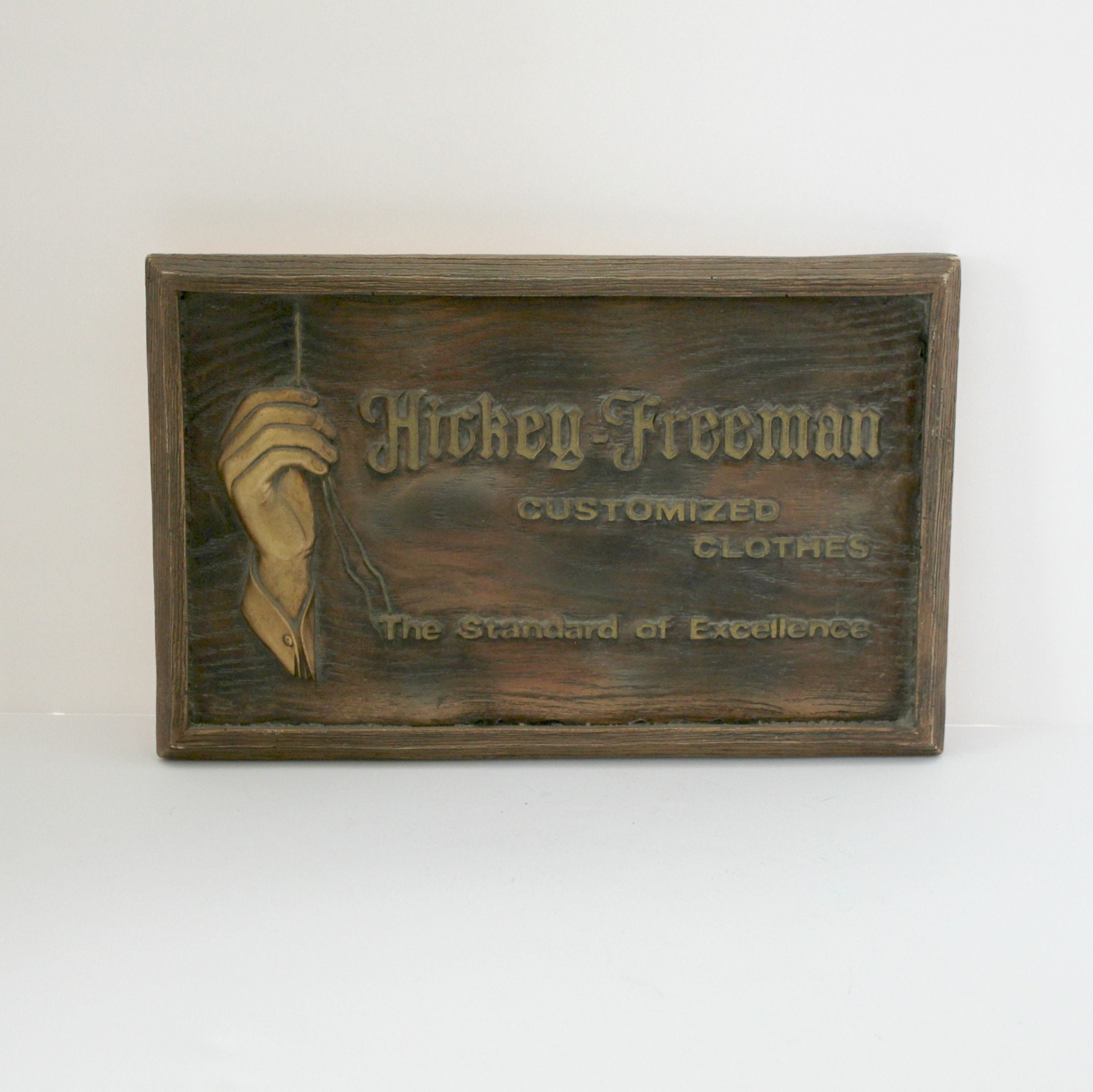 Vintage Hickey Freeman Clothing Sign | Embossed Wood Advertising Mens ...