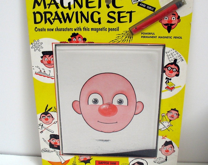 Vintage Dapper Dan Magnetic Drawing Set Black Sand Art - Etsy