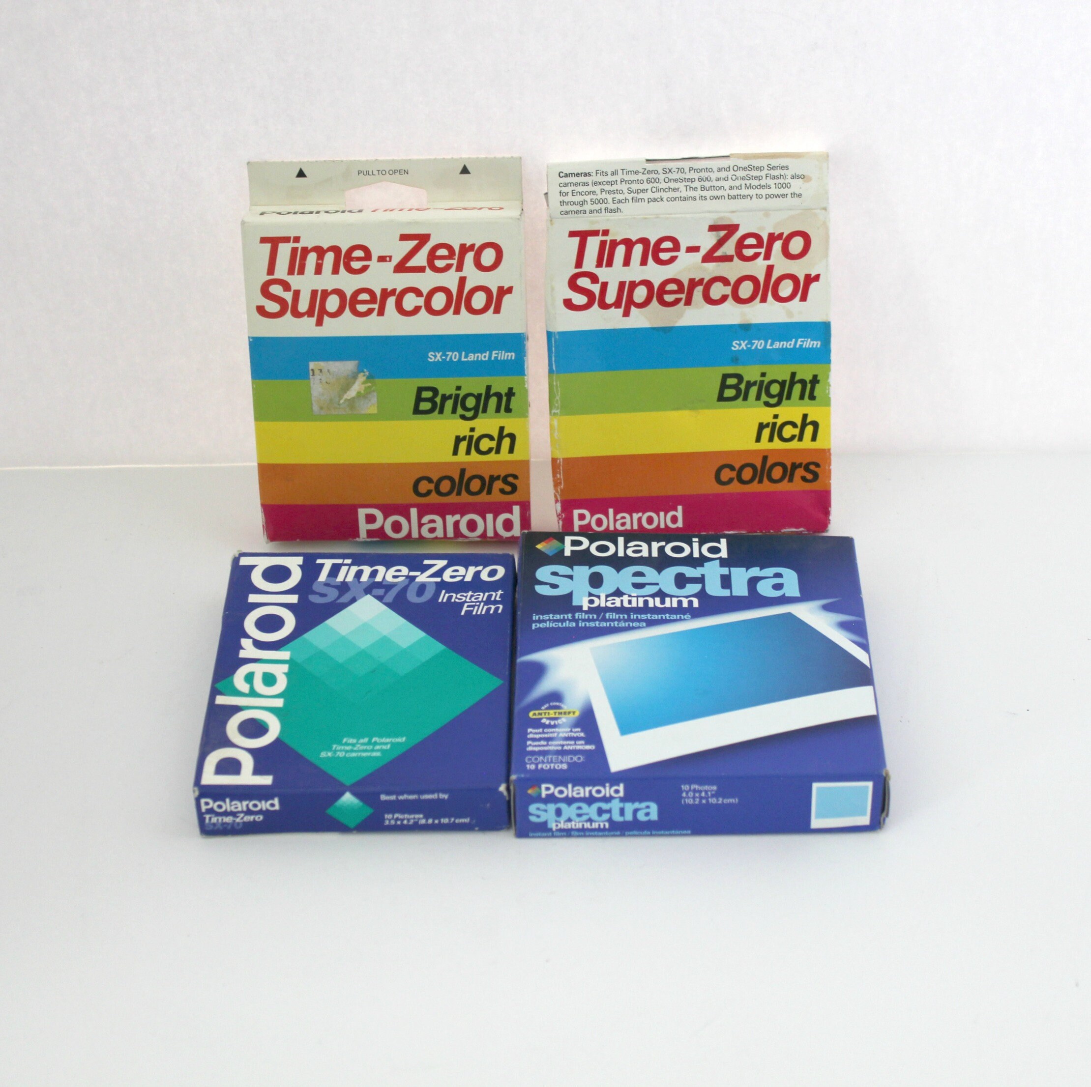 Lot 4 Polaroid Time Zero Spectra Film, Expired, SX 70 Instant Cameras