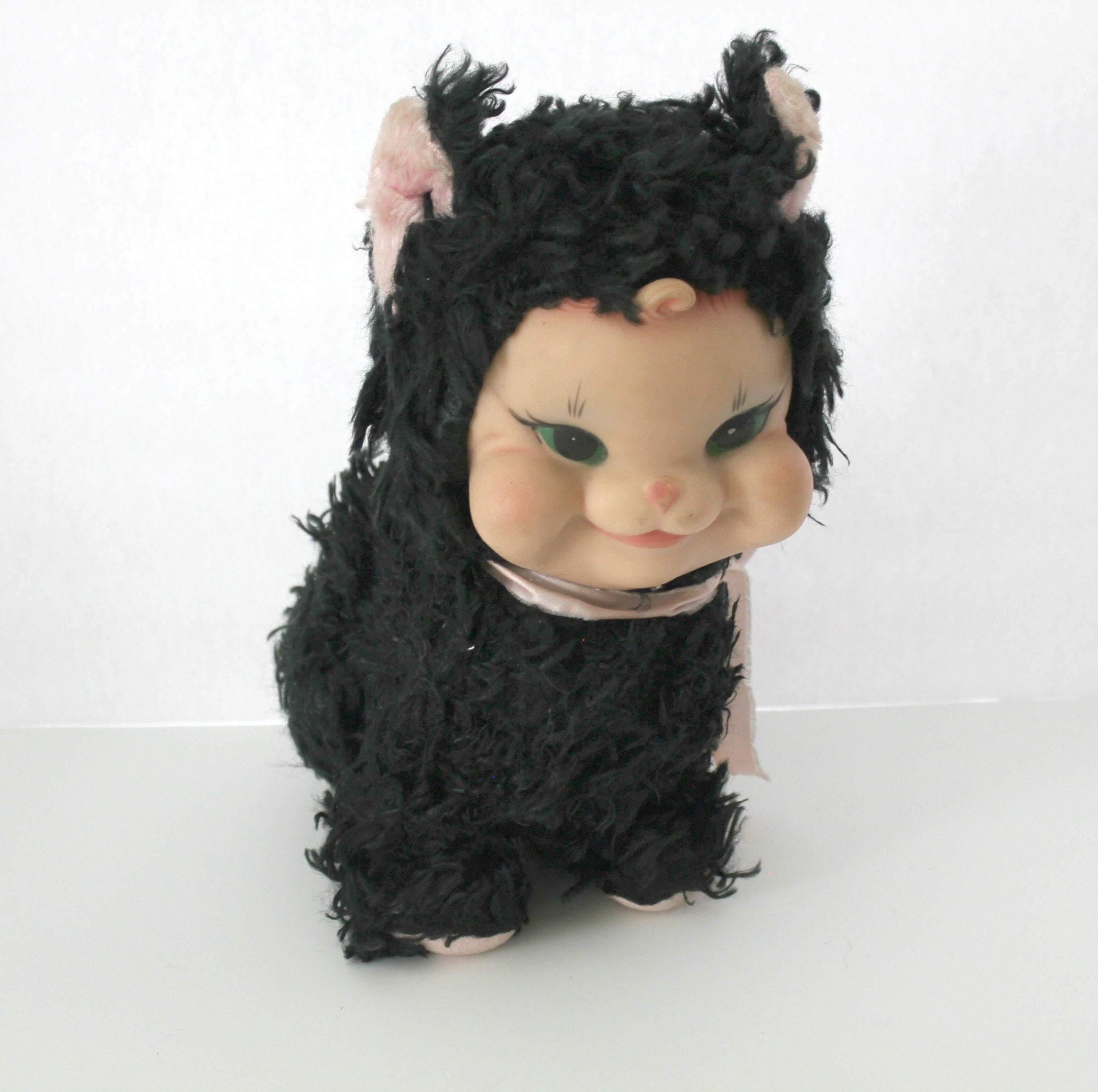 Rare Vintage Rushton Black Pink Cat Vintage 1950s Meows Cries Sound Motion