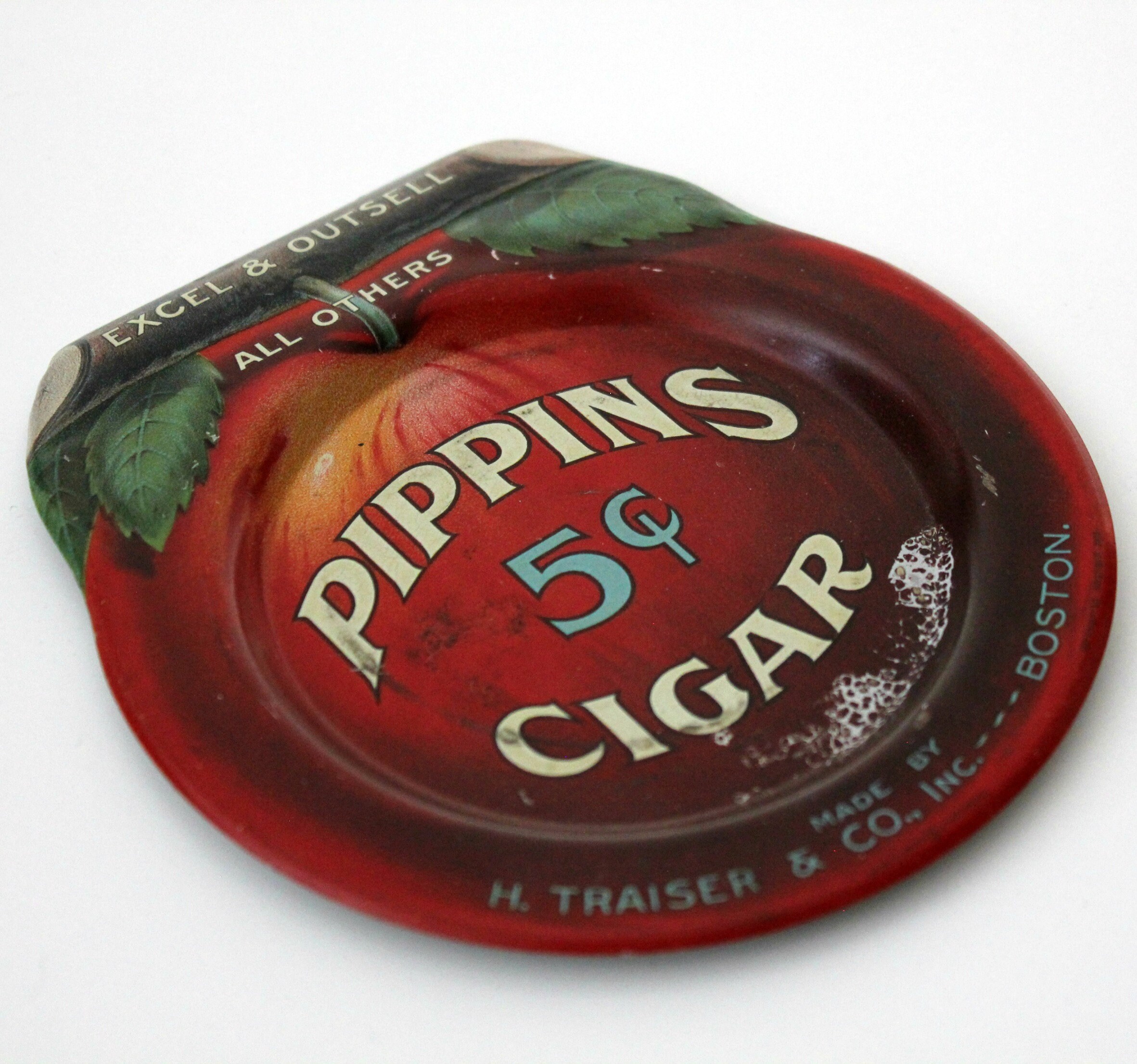 1920s Pippins Cigar Tip Tray, Red Apple Shape, Vintage H. Traiser Co ...