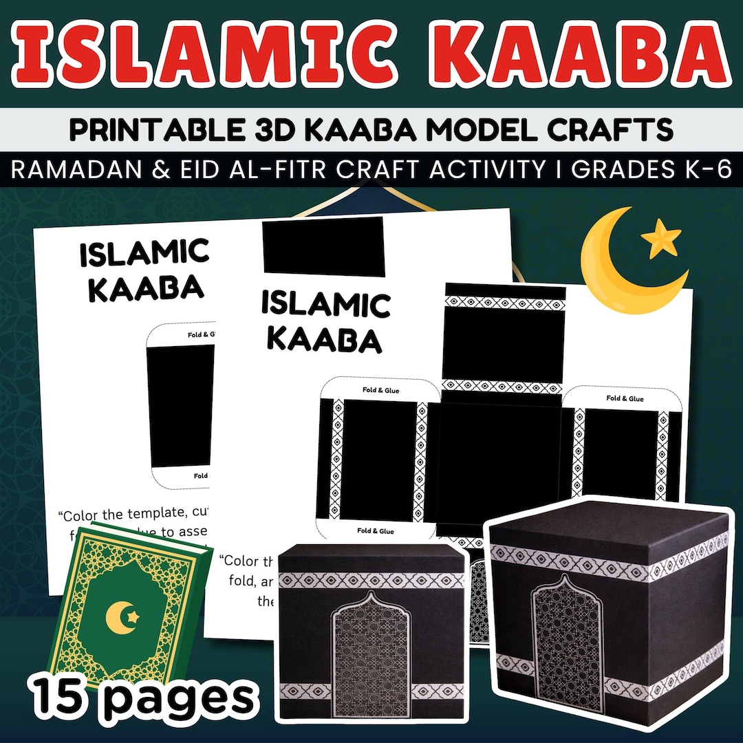 3D Islamic Kaaba Coloring Craft Template for Ramadan & Eid Al-fitr ...