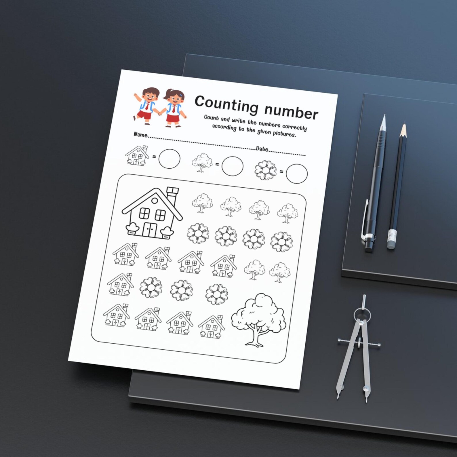 Counting & Writing Number Worksheets for Kindergarten to 1st Grade - Etsy