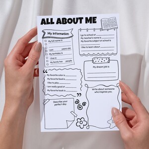 All About Me Writing Worksheets for Grades 2-6, Back to School Activity ...
