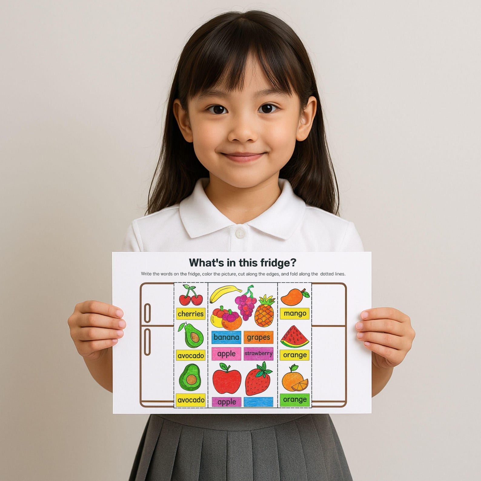Food Vocabulary Activity: Fridge Craft & Coloring Pages (PDF Download ...
