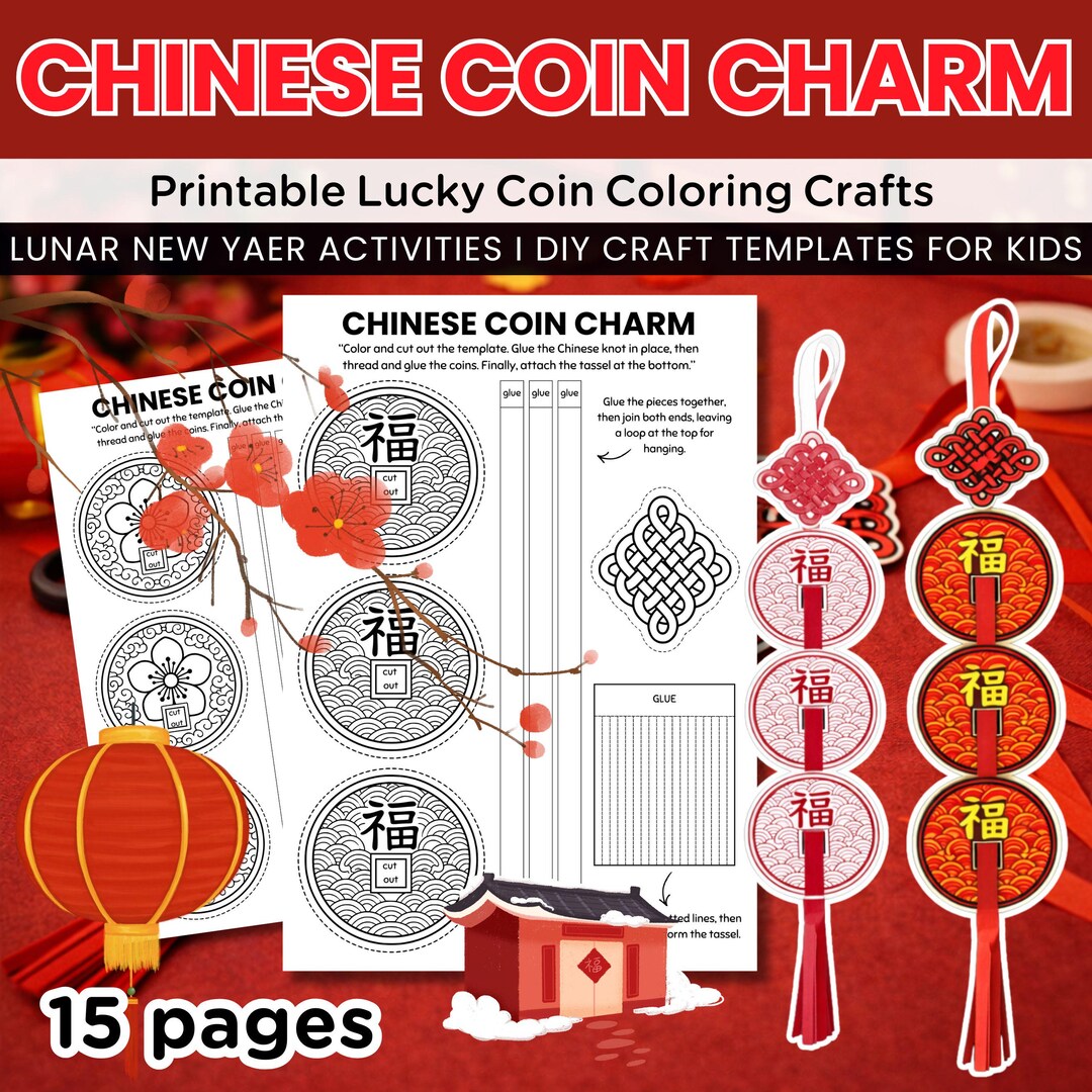 Chinese Coin Charm Crafts for Kids | DIY Coloring Lucky Coin Templates ...