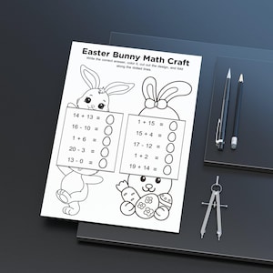 Easter Bunny Math Craft, Addition & Subtraction Worksheets for 1st-3th ...