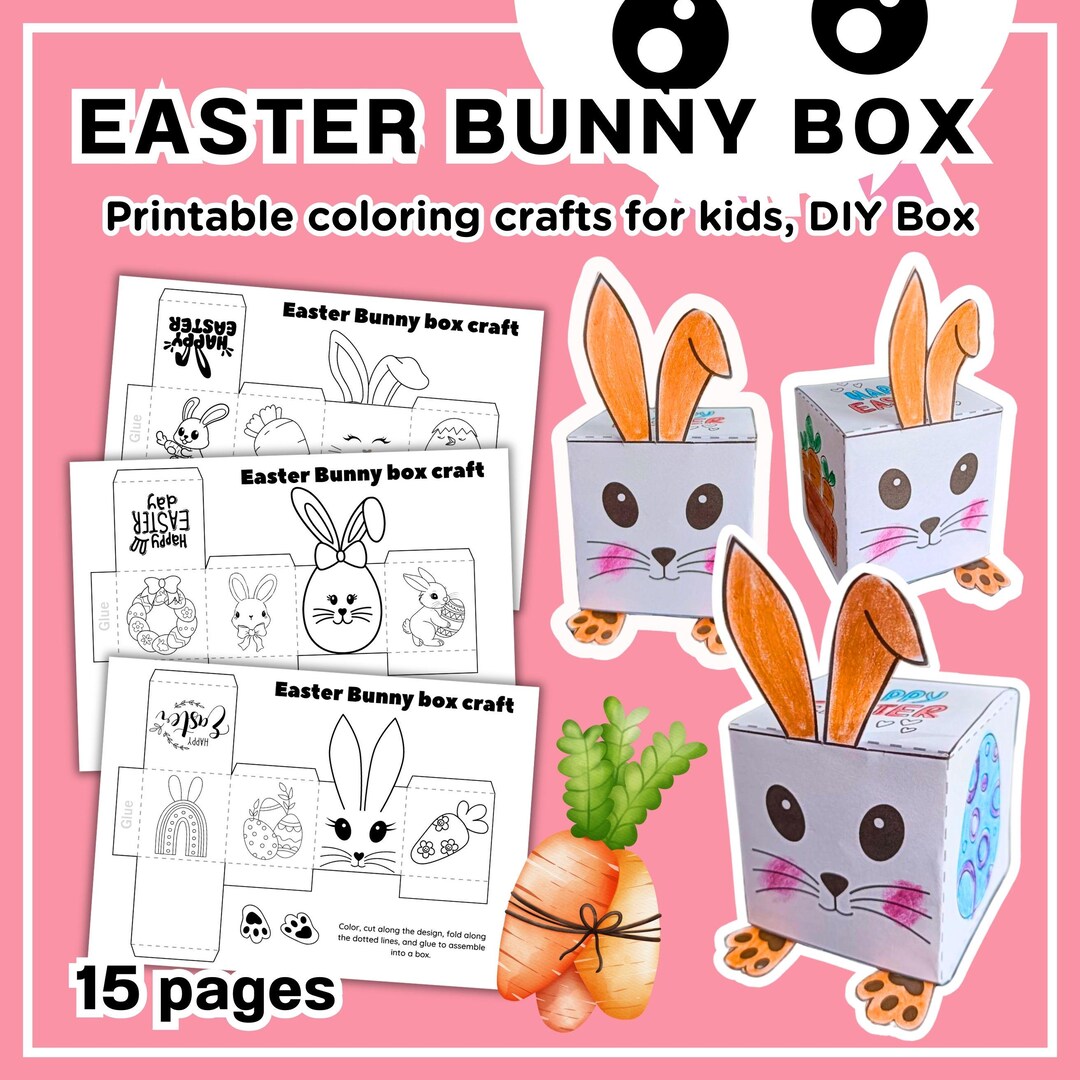 Easter Bunny Box Craft for Kids, Fun Printable Coloring Template for ...