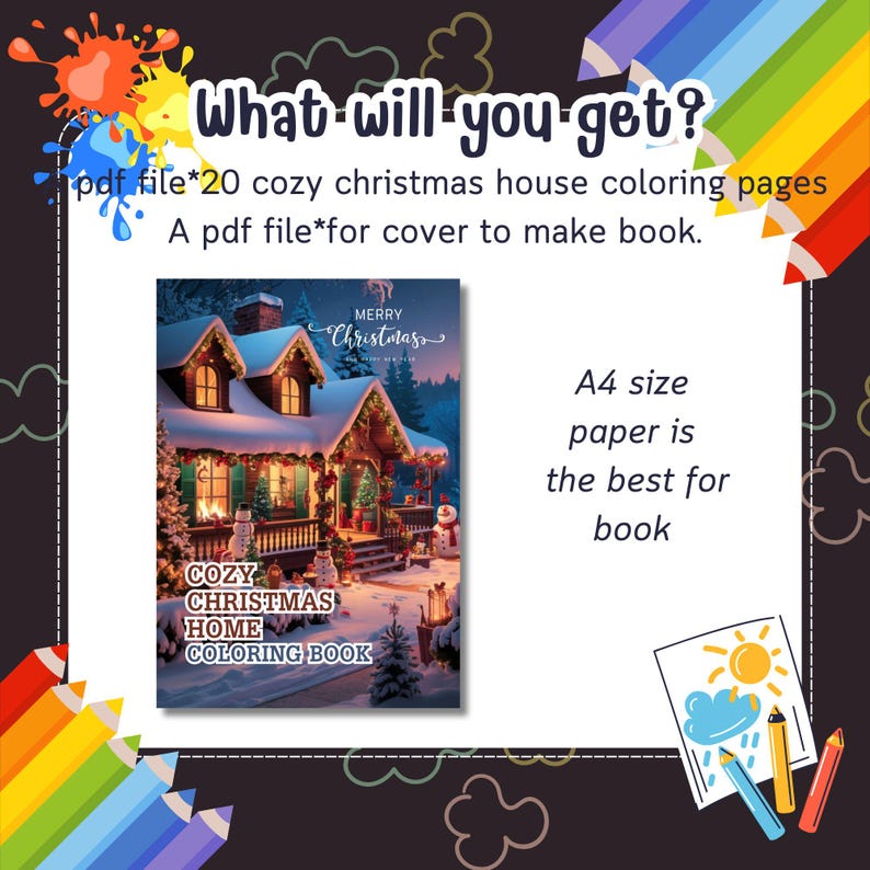 Cozy Christmas Coloring Pages for Kids, Toddlers 3-5, Festival ...