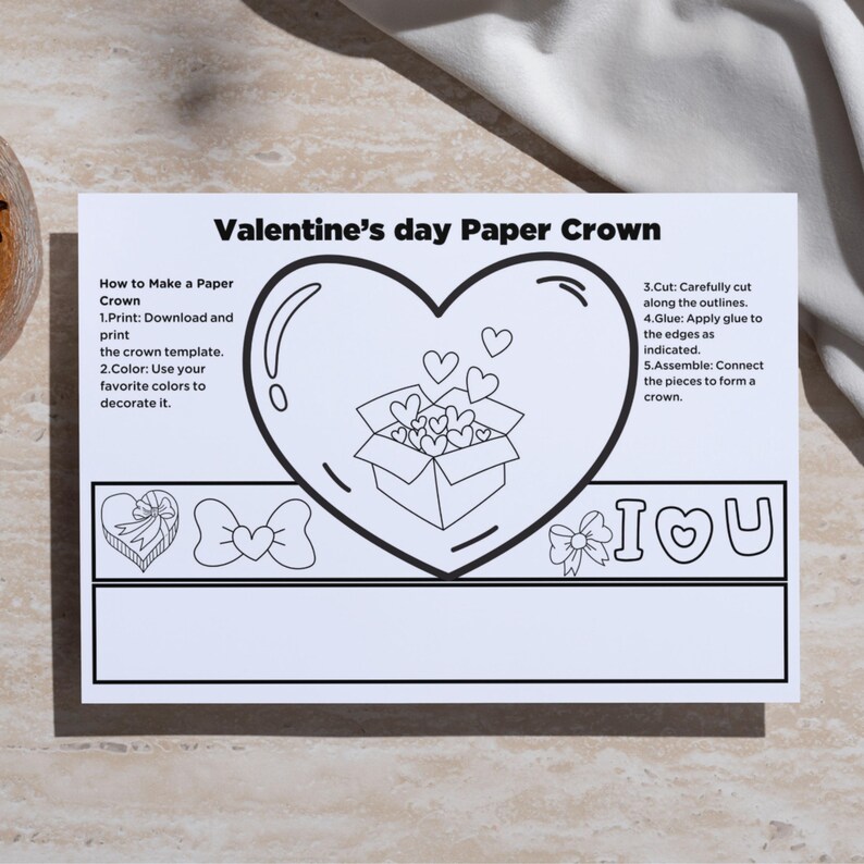 Valentine's Day Crown Craft for Kids,coloring Pages, Kids Activity ...