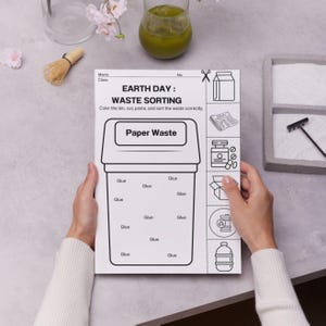 Earth Day Waste Sorting, Cut and Paste Worksheet for Kindergarten ...