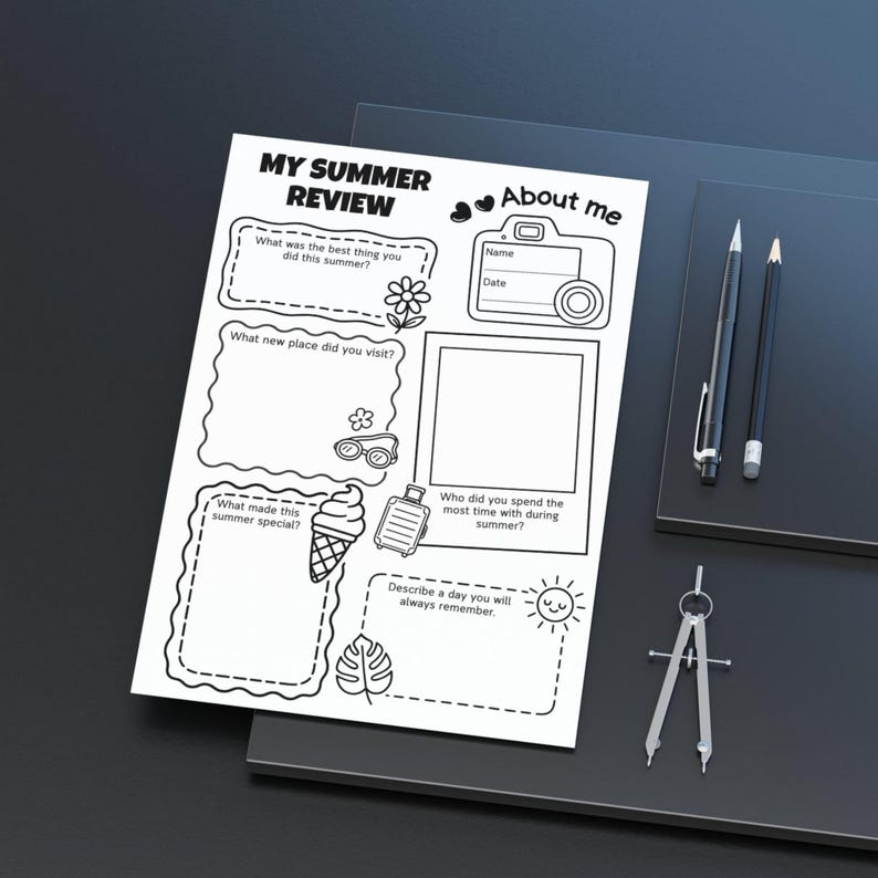 Summer Review Writing Prompt Worksheets for Grades 1–3, Back to School ...