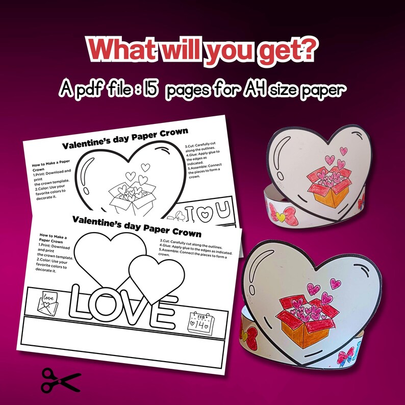 Valentine's Day Crown Craft for Kids,coloring Pages, Kids Activity ...