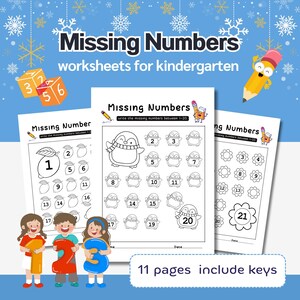 Missing Numbers Math Worksheets: Kindergarten - 1st Grade (PDF Download ...
