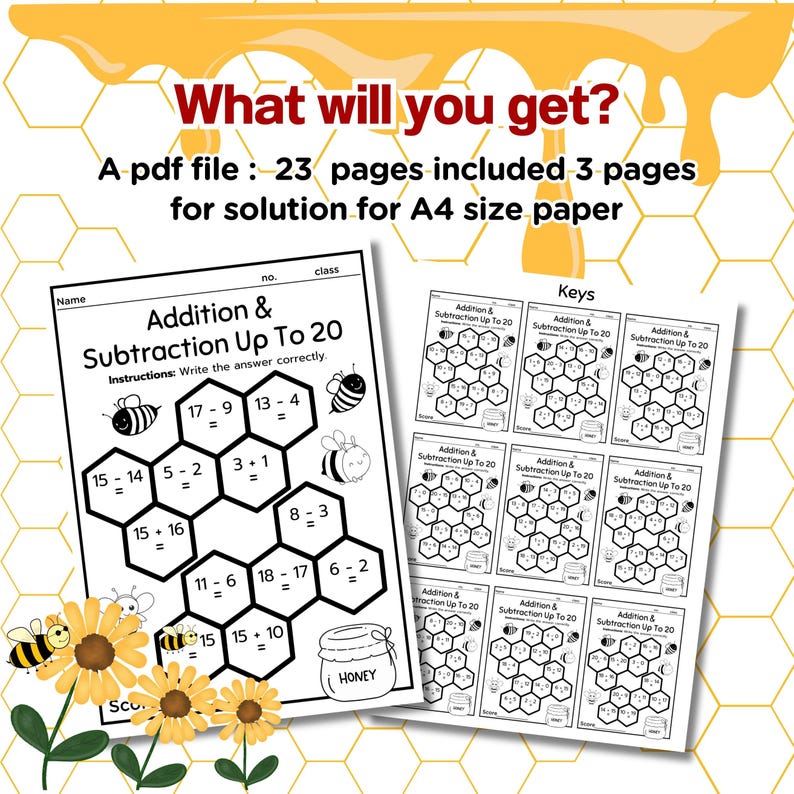 Addition & Subtraction Worksheets: Grade 1-2 Math Exercises (PDF) - Etsy