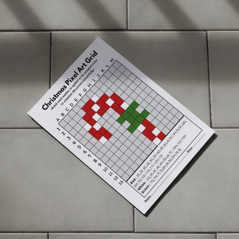 Christmas Pixel Art Grid for Kid, Christmas Grid, Art Printable, Kids ...