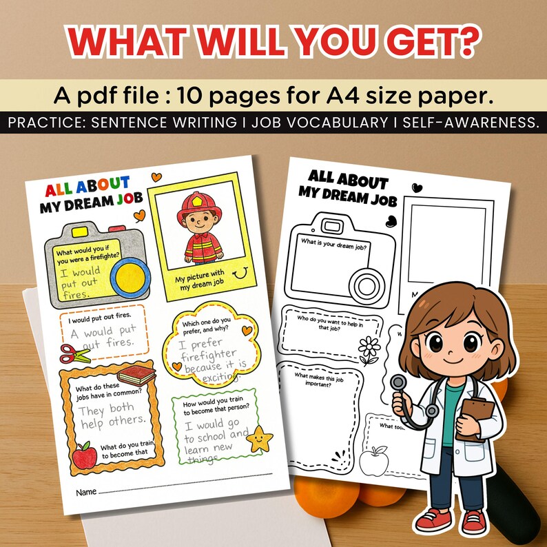 All About My Dream Job Writing Prompt Worksheets for Grades 2–5 ...