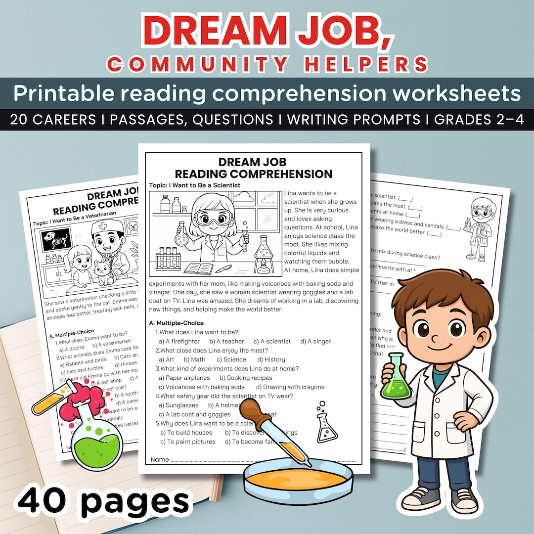 Dream Job Reading Comprehension Worksheets: Grades 2-4 (PDF Download ...