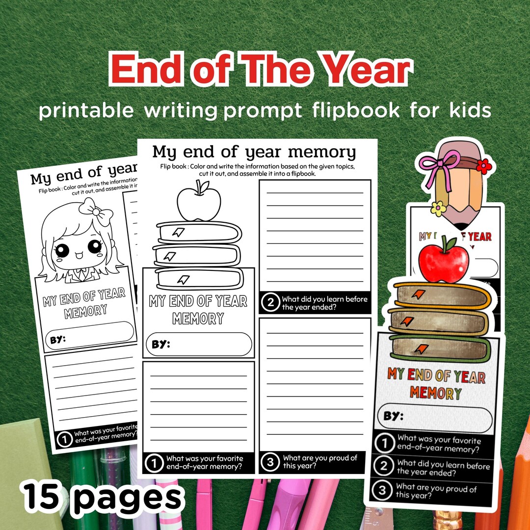 End of Year Memory Flipbook for Grades 2-6, Coloring Craft Template ...
