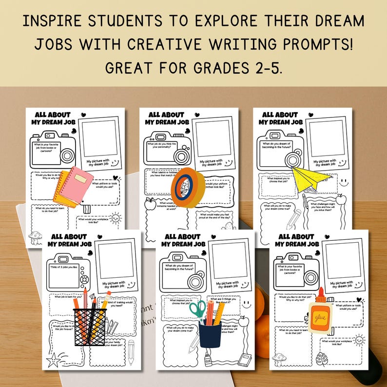 All About My Dream Job Writing Prompt Worksheets for Grades 2–5 ...