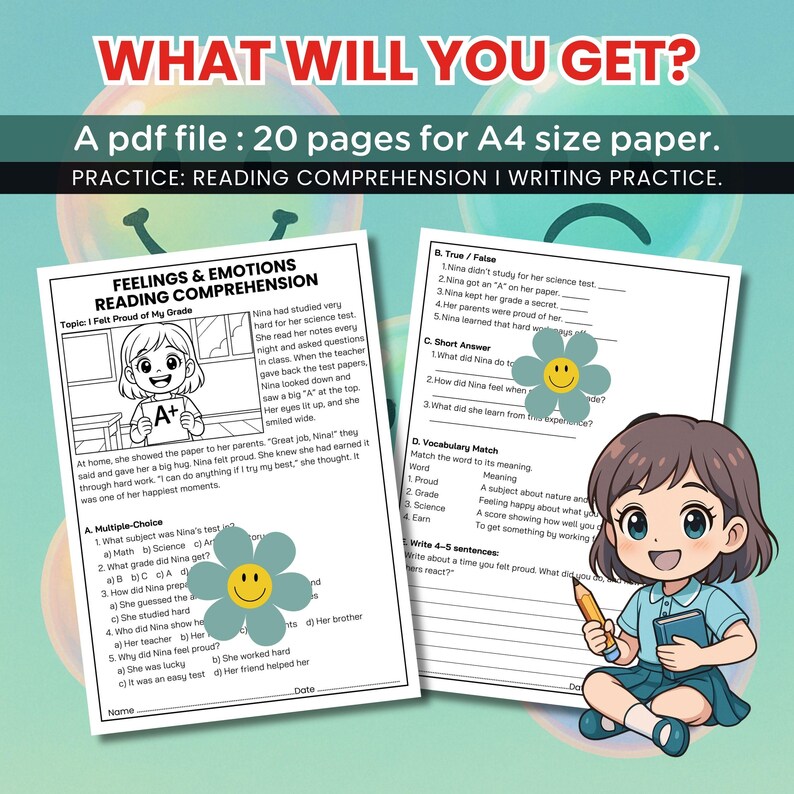 Feelings & Emotions Reading Comprehension Worksheets: SEL Creative ...