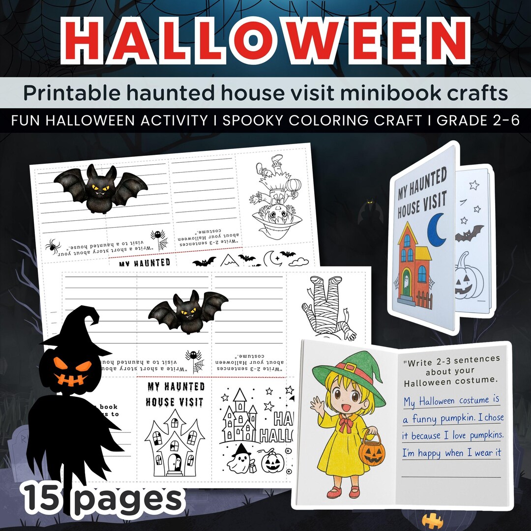 Halloween Haunted House Writing Prompt Minibook: Coloring ...