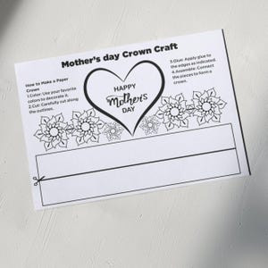 Mother’s Day Crown Craft, Printable Coloring Template for Kids, Mother ...