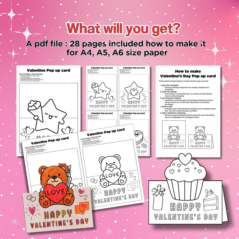 Valentine's Day Pop-up Cards for Kids, Valentine's Day Craft, Printable ...